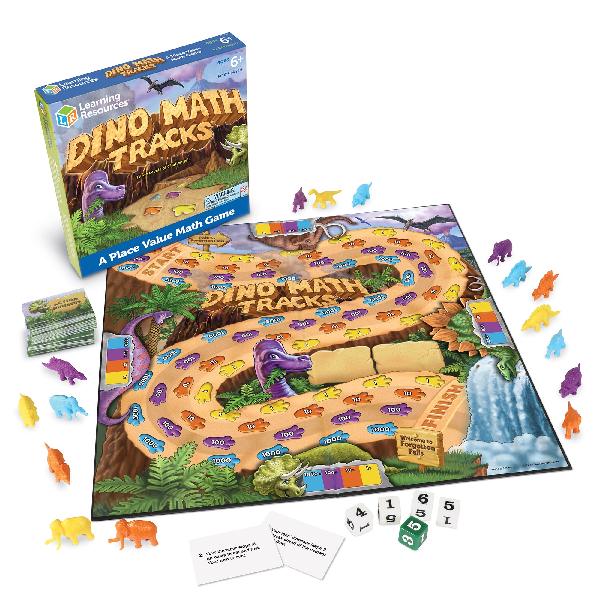 Learning Resources Dino Math Tracks Place Value Game, Dinosaur Toys ...