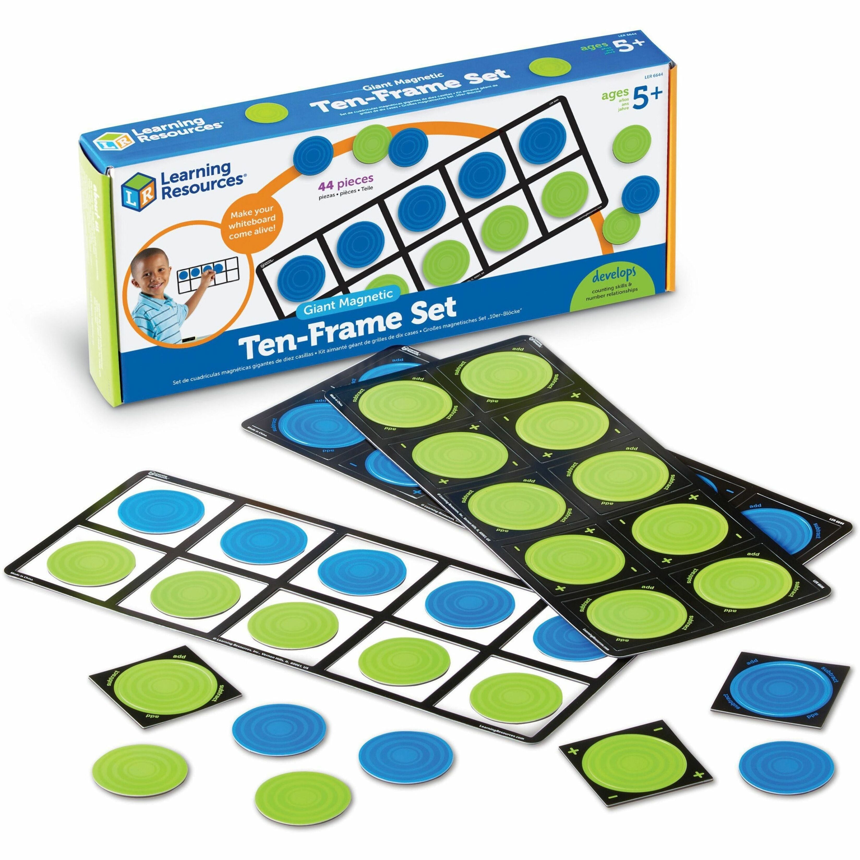 Learning Resources, LRNLER6644, Giant Magnetic Ten-Frame Set, 45 / Set ...