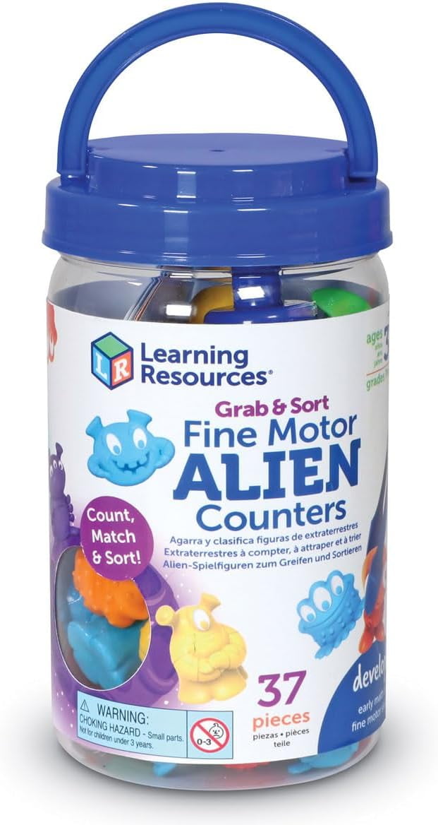 Learning Resources Grab & Sort Fine Motor Alien Counters - 37 Pieces ...