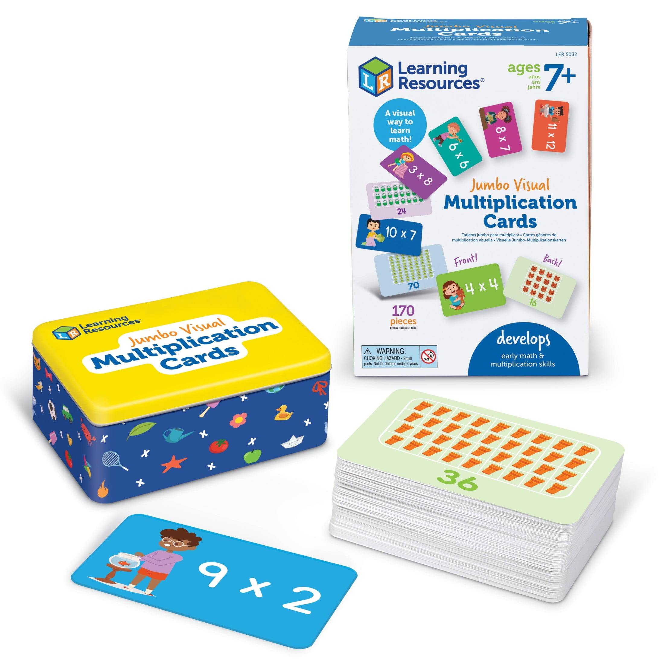 Learning Resources Jumbo Visual Multiplication Cards, Math Flashcards ...