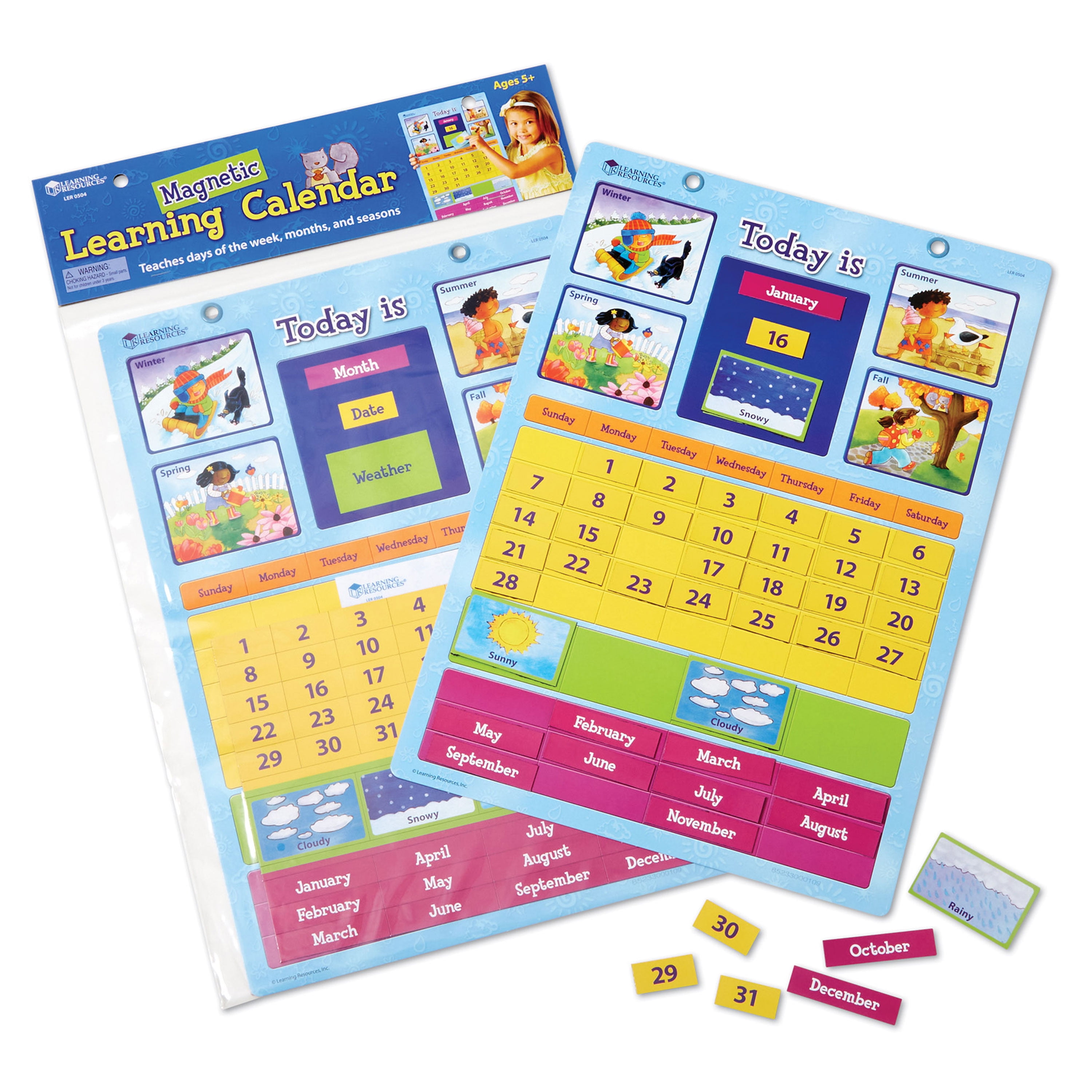 Learning Resources Magnetic Calendar - 51 Pieces, Boys and Girls Ages 4 ...
