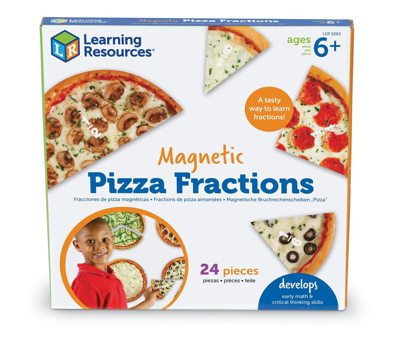 Learning Resources Magnetic Pizza Fractions, Educational Math Games, 24 ...