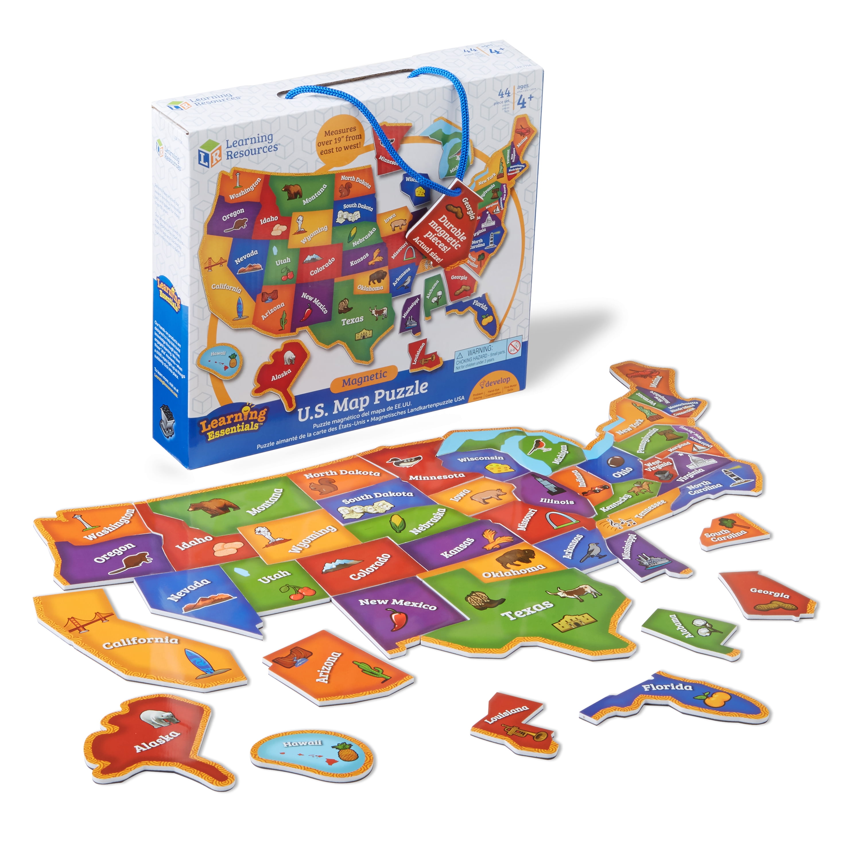 Learning Resources Magnetic U.S. Map Puzzle - 44 Pieces, Boys and Girls ...