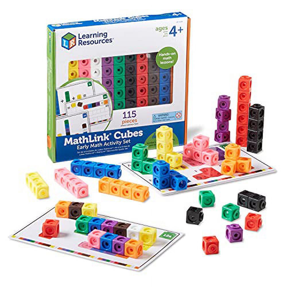Learning Resources MathLink Cubes Early Math Activity Set - 115 Pieces, Ages 4+ Kindergarten ...