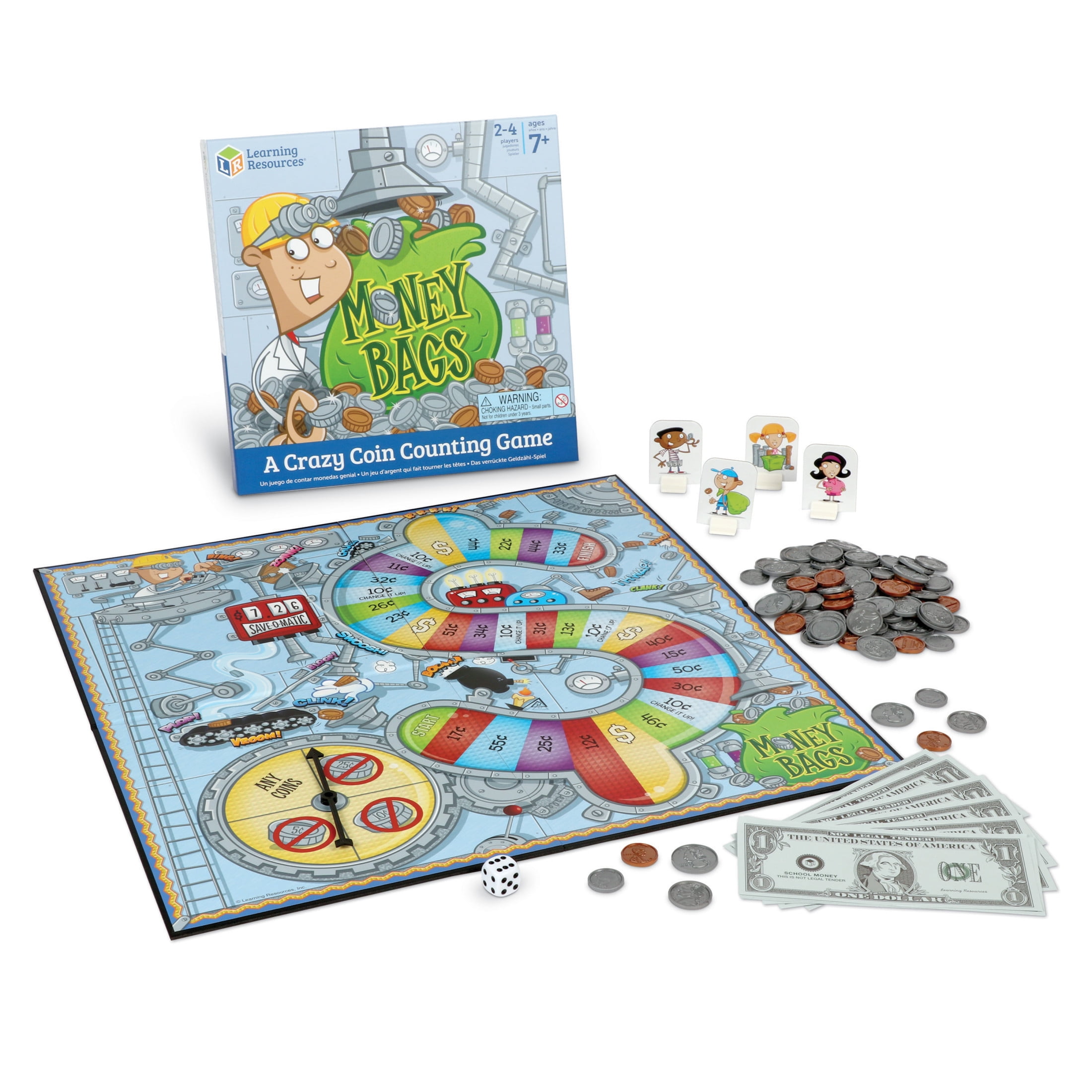 Learning Resources Money Bags Coin Value Game, Classic Board Game, Math ...