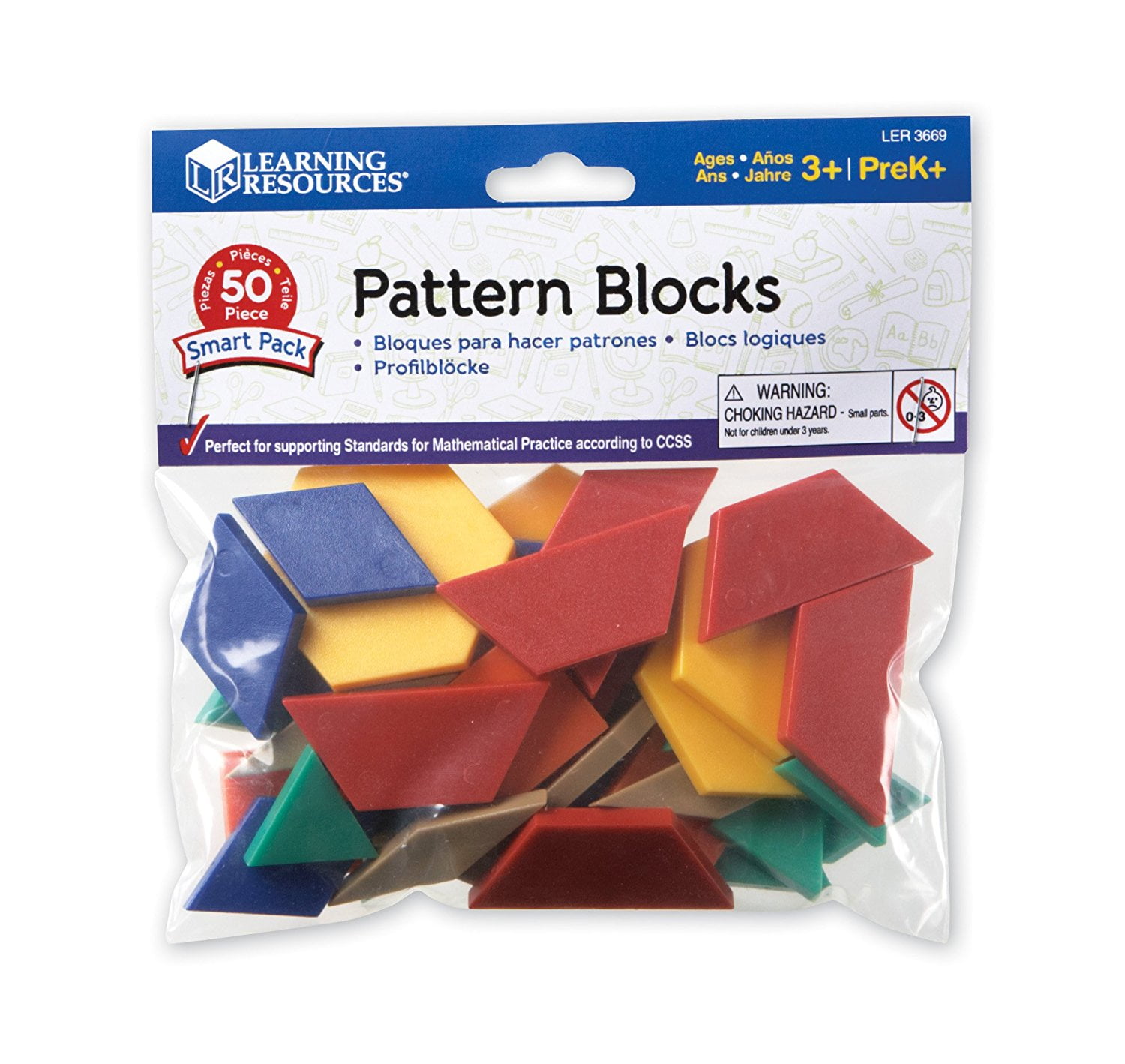 Learning Resources Pattern Blocks Smart Pack, Developmental Toy, Shapes, Patterns, 50 Pieces ...