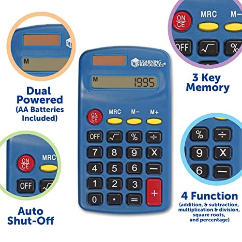 Learning Resources Primary Calculator - 10 Pieces, Ages 3+, Basic Solar Powered Calculators ...