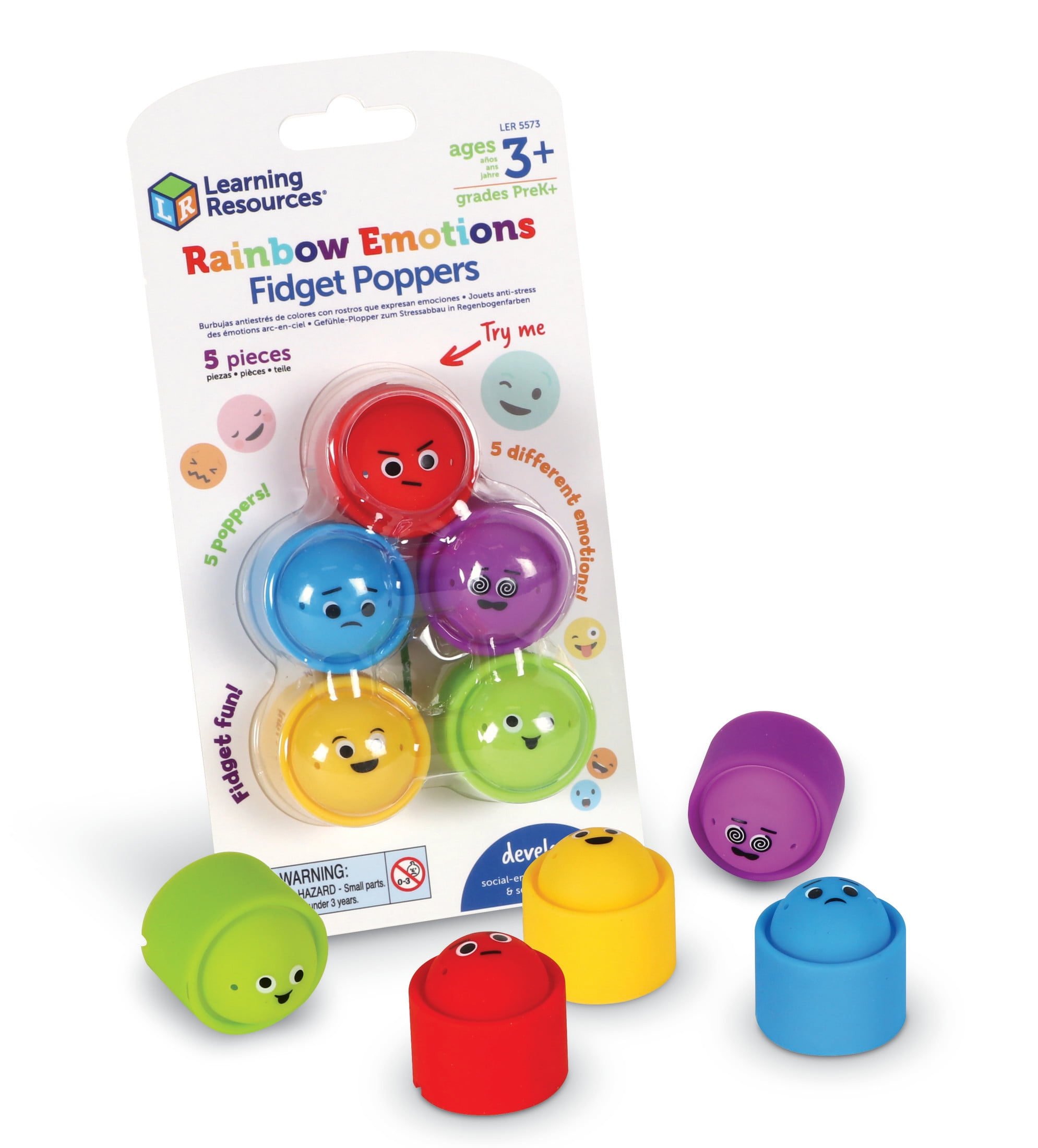 Learning Resources Rainbow Emotion Fidget Poppers, Social-Emotional ...