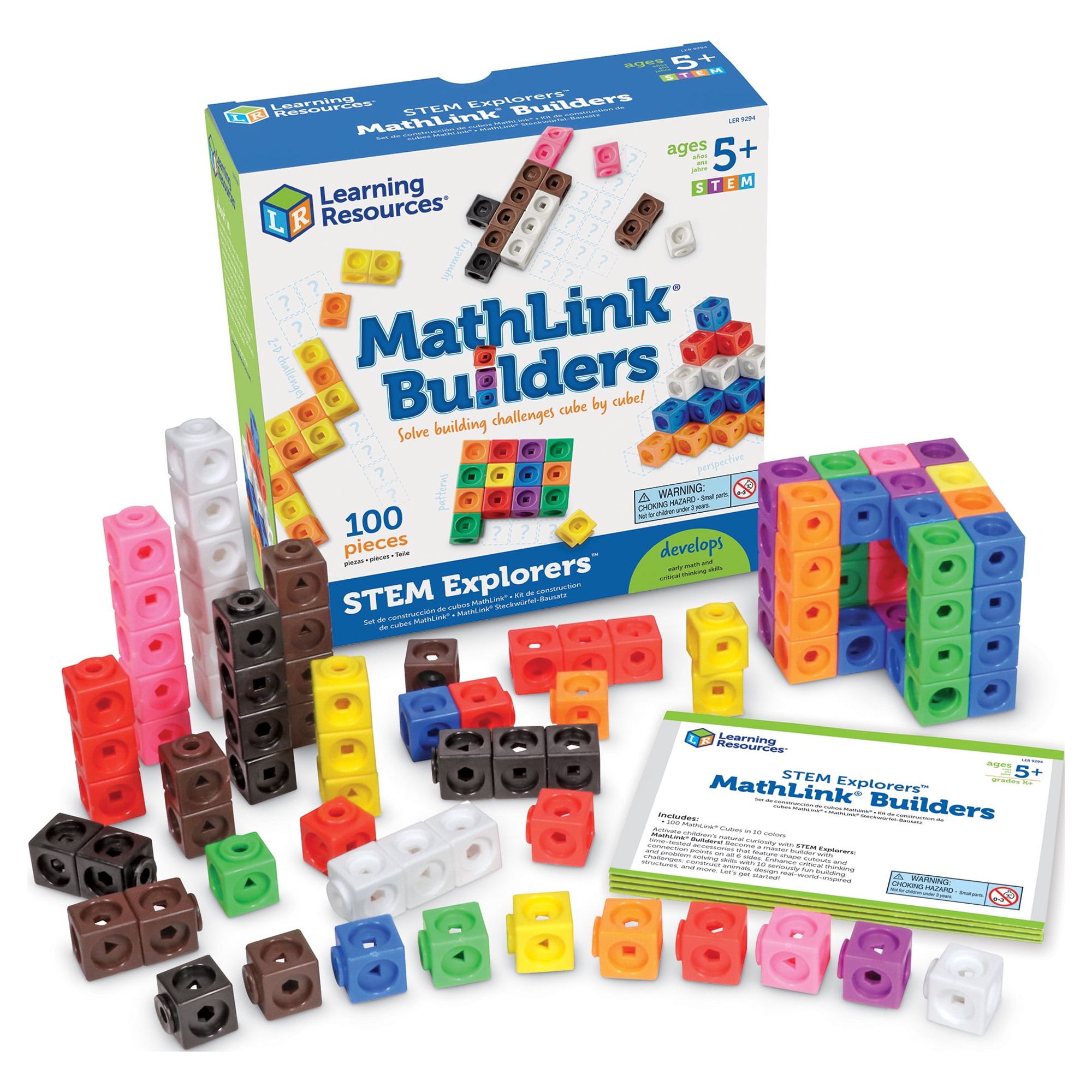 Learning Resources MathLink Cubes Preschool Math Activity Set - 115 Pieces, Preschool STEM ...