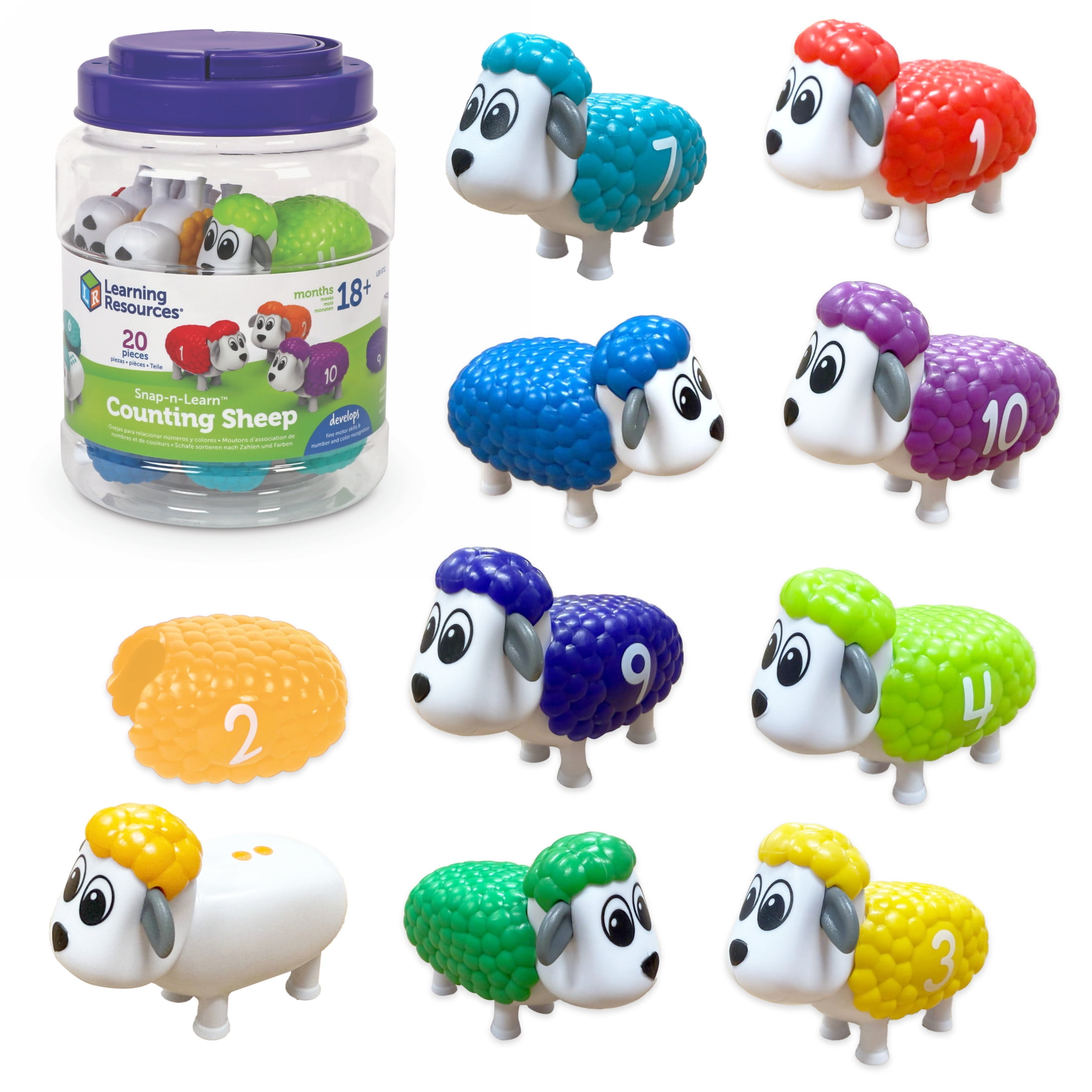 Learning Resources Snap-n-Learn Counting Sheep, Fine Motor, Counting & Sorting Toy, Ages 18 mos+ ...
