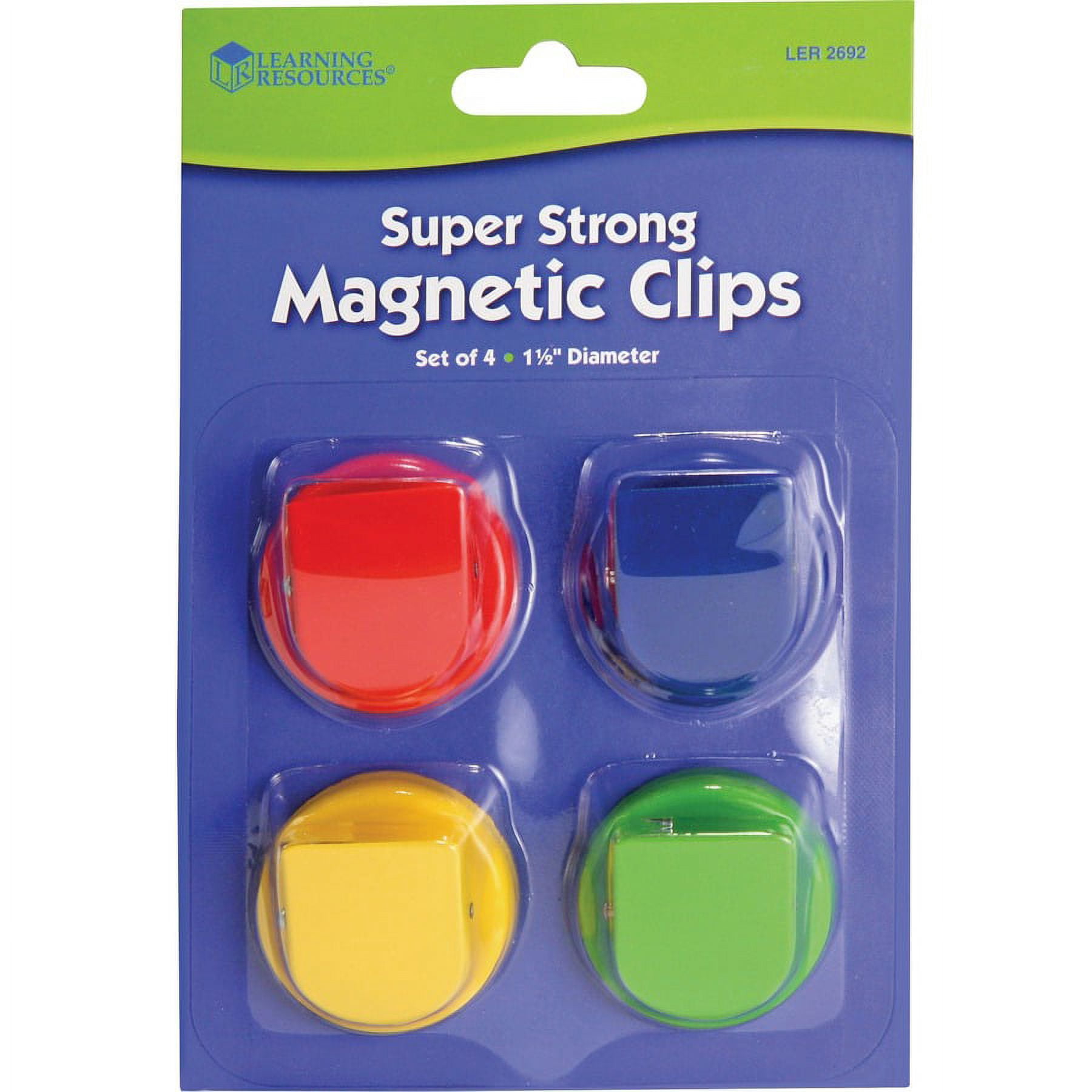 Learning Resources Super Strong Magnetic Clips Set - 1.5" Diameter - 50 Sheet Capacity - for ...