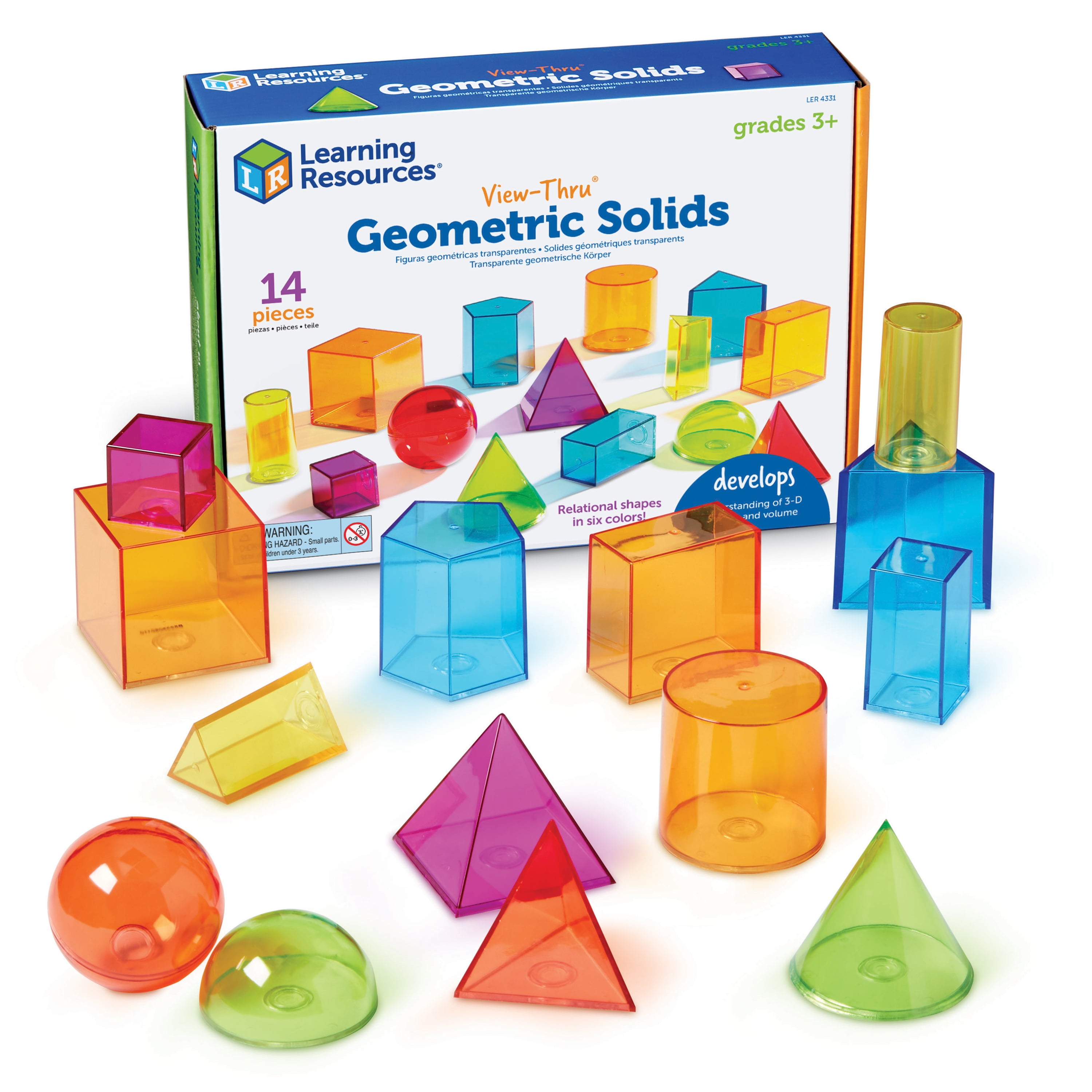 Learning Resources View-Thru Geometric Solids, Set of 14 - Walmart.com