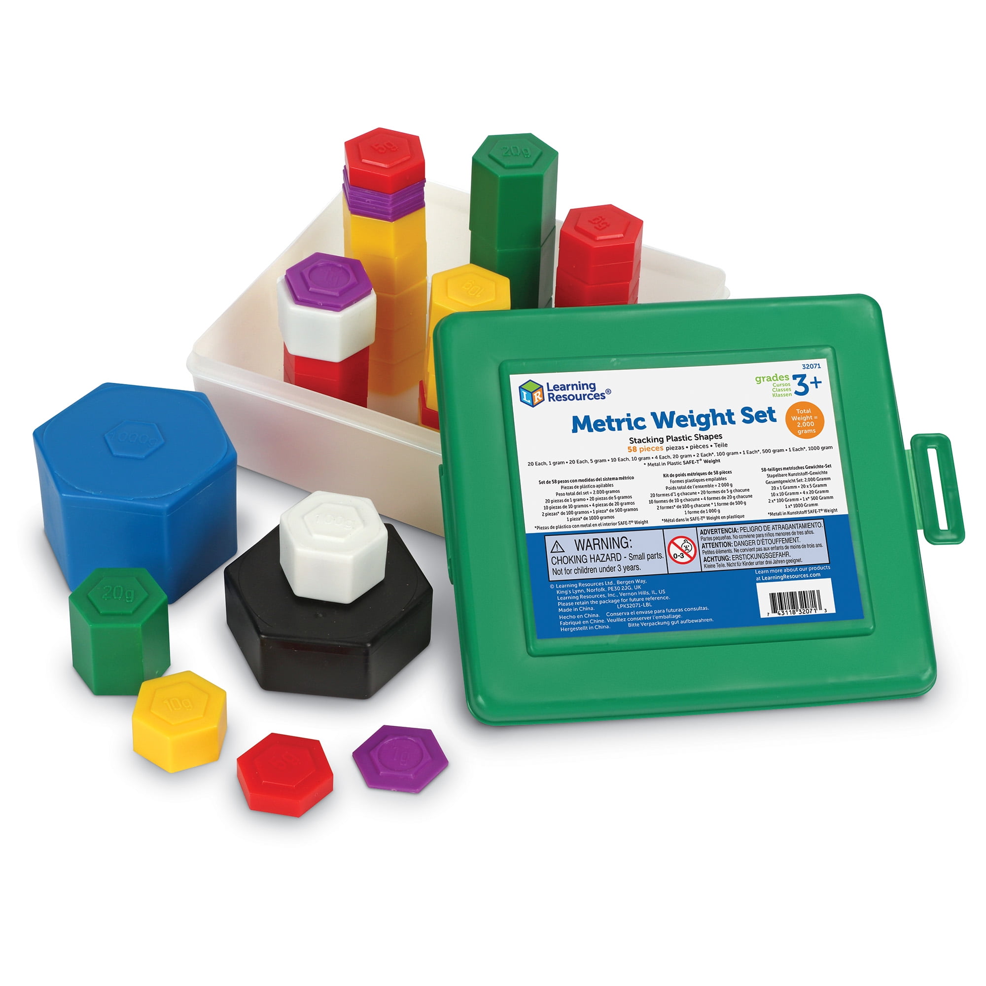 Learning Resources Weight Pax Metric Weights, Set of 58 with Box ...