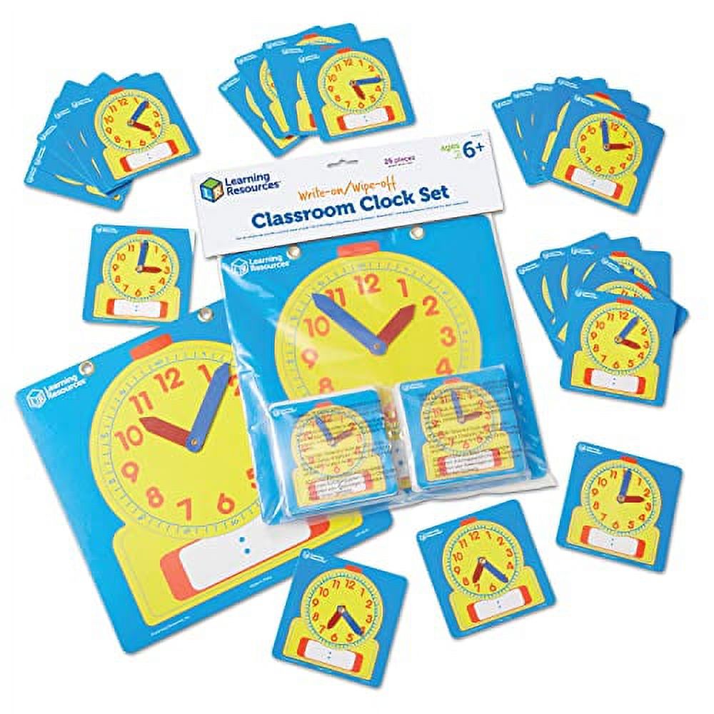 Learning Resources Write & .. .. Wipe Clocks Classroom .. Set .. - 25 .. Pieces, Ages .. 6 ...