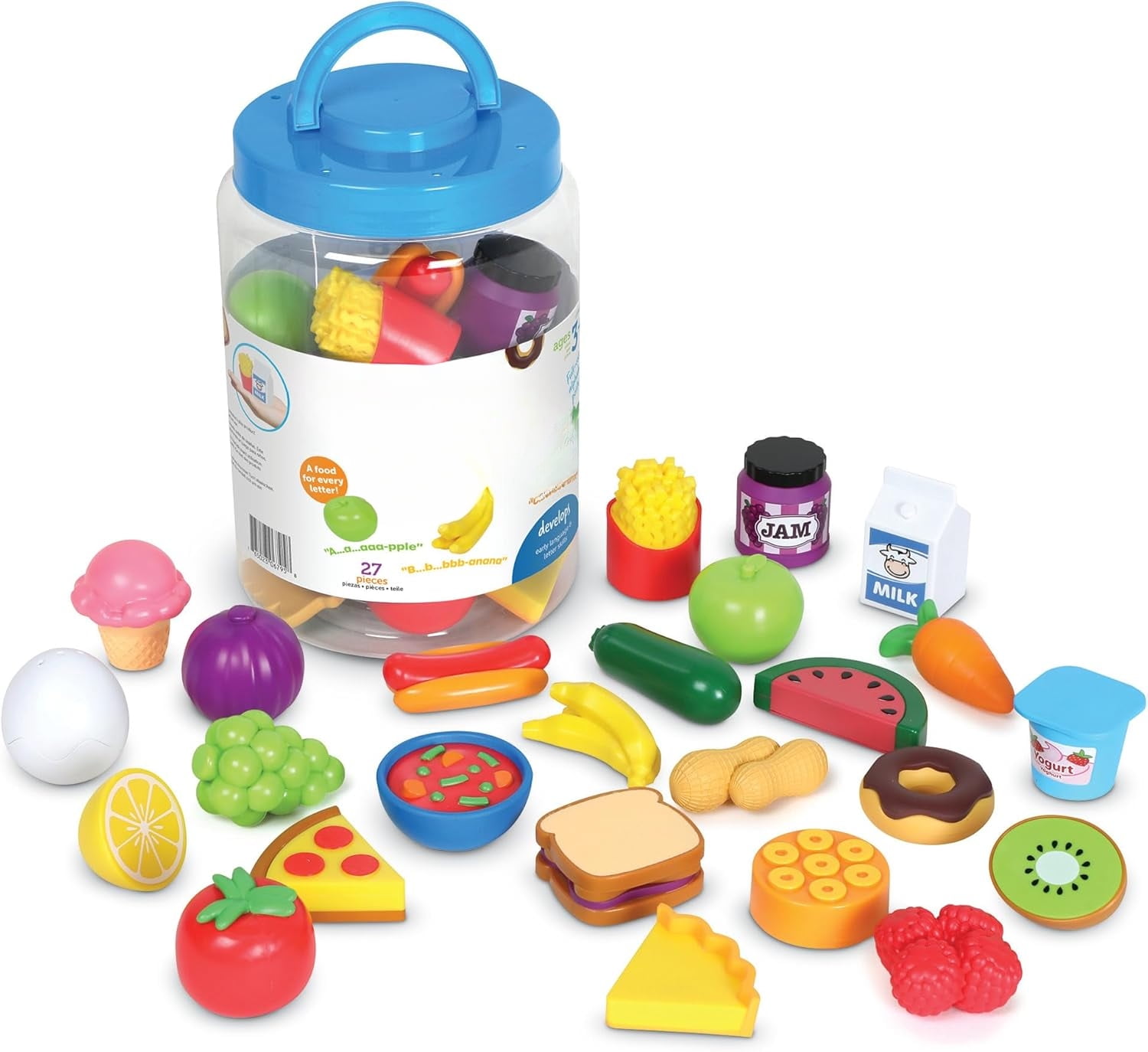 Learning Resources A to Z Mini Foods, Play Food Sets for Kids Kitchen, Play Kitchen Accessories ...