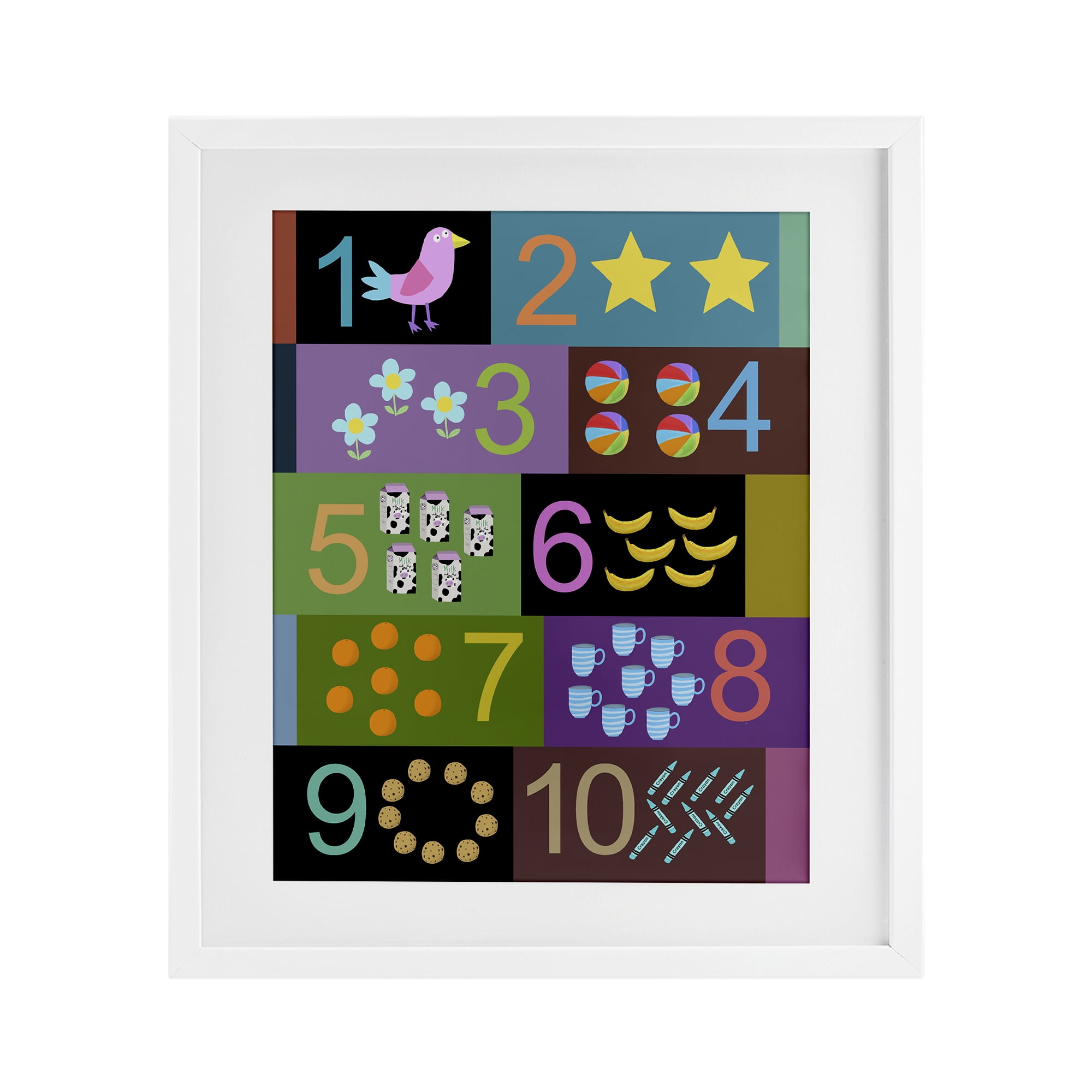 Learning To Count Chart White Framed Print Under Glass, design by Carla ...
