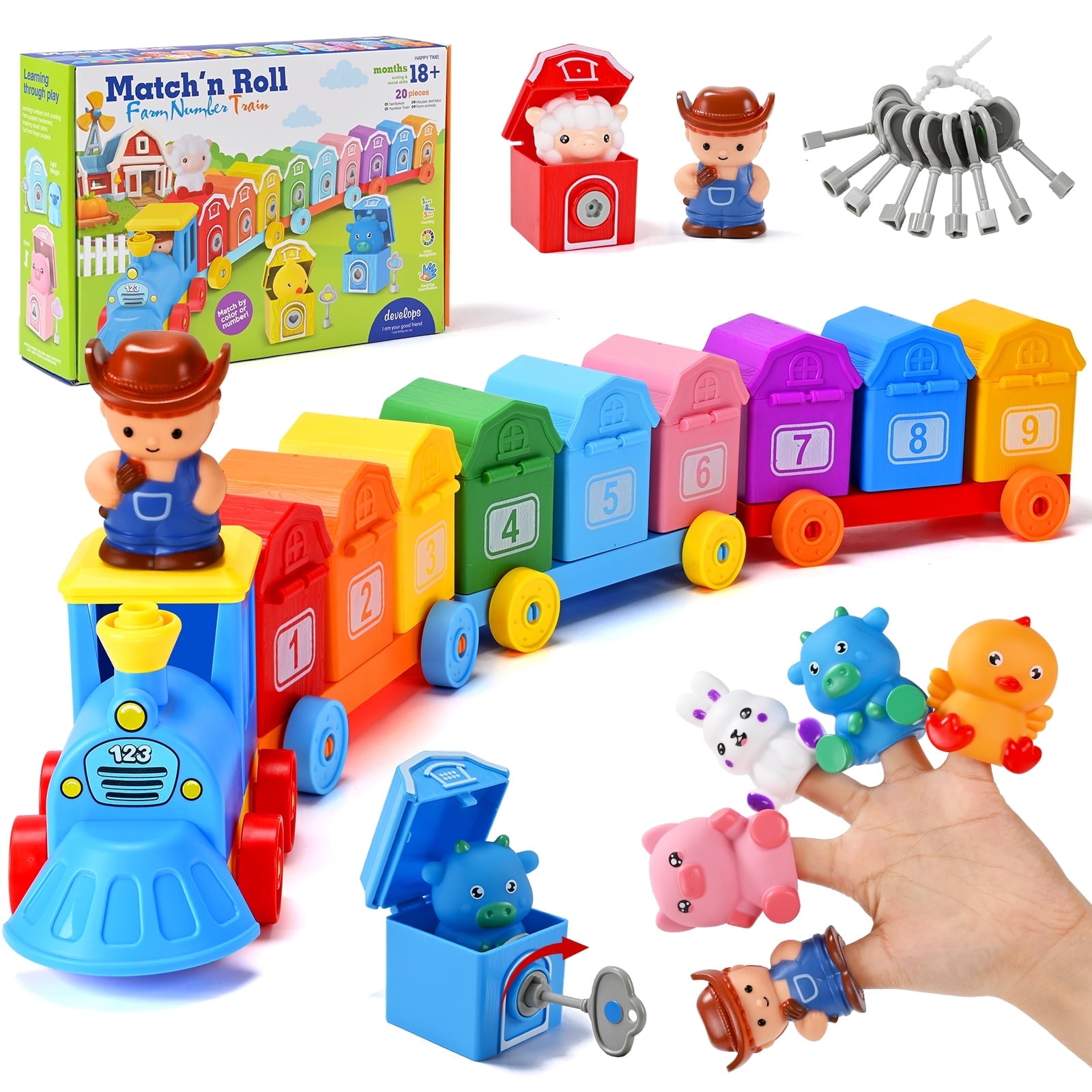 IYHN Farm Train Learning Toy, Counting, Matching & Sorting Montessori ...