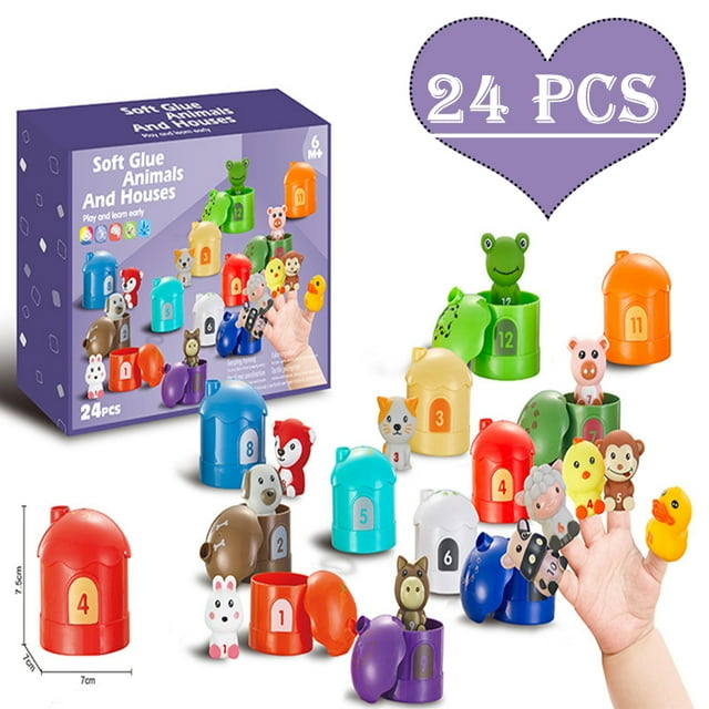 Learning Toys for 1,2,3 Year Old Toddlers, 24Pcs Farm Animals Toys ...