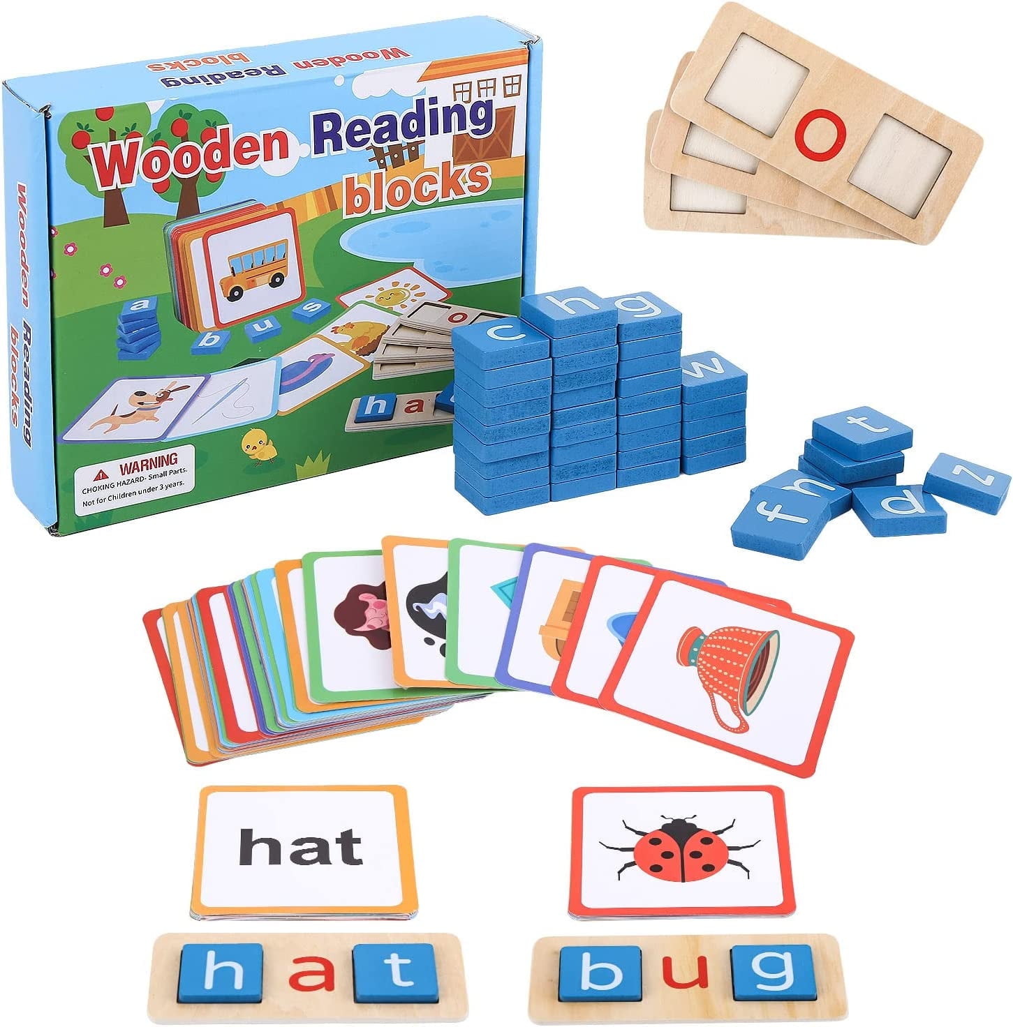 Burr-Free Wooden CVC Word Spelling Game, Preschool Learning Educational ...