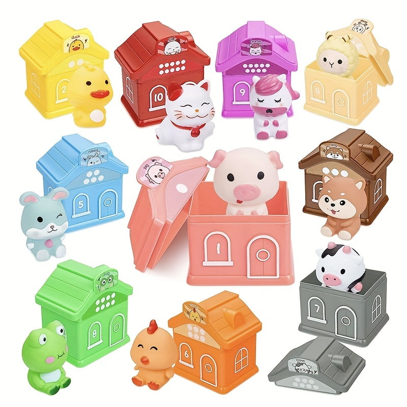 Learning Toys for Toddlers 1, 2, 3 Year Old, 20PCS Farm Finger Puppets Barn Toy, Counting ...