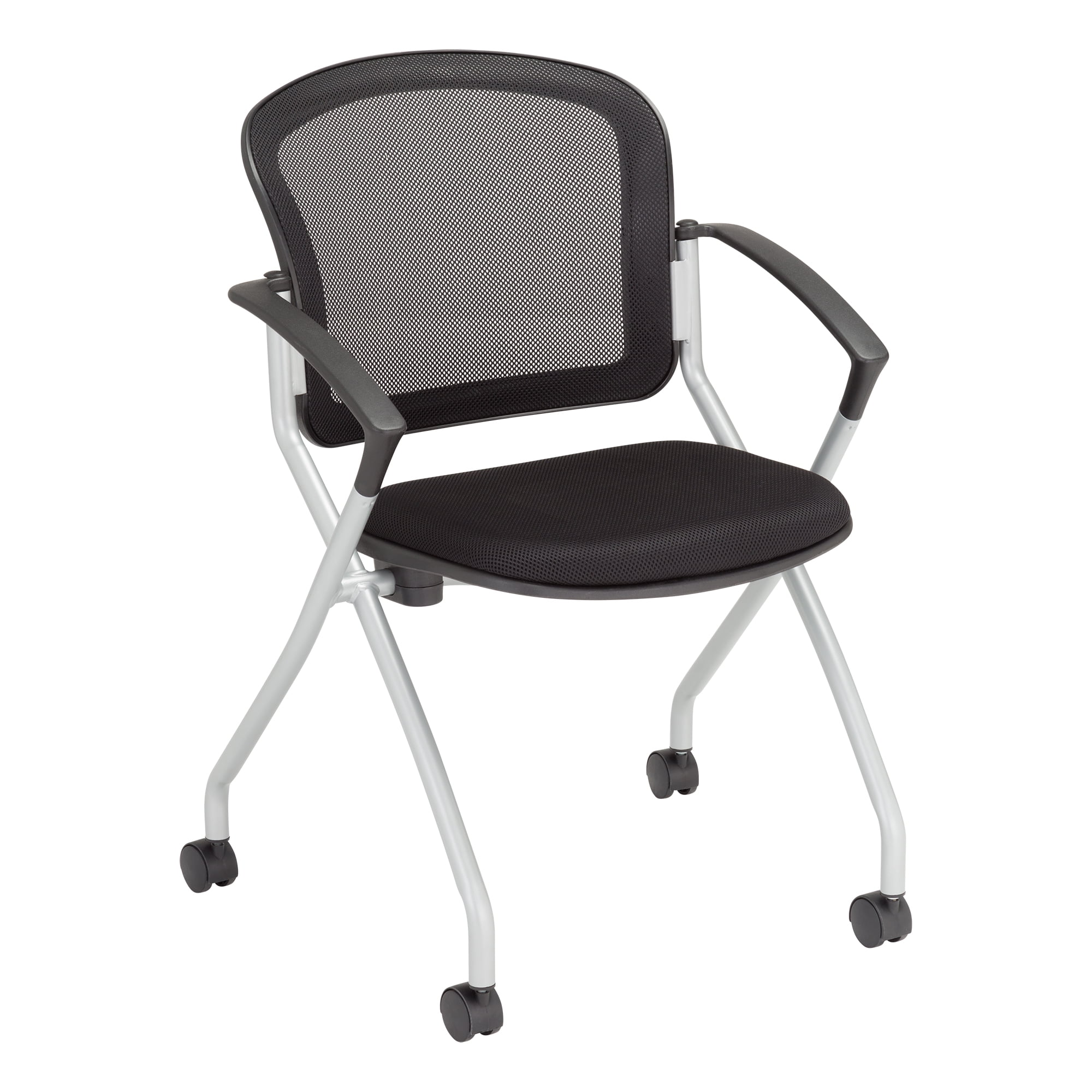 Learniture Nesting Chair w/ Black Mesh Seat & Back, Silver Frame (2 ...