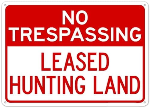 Leased Hunting Land Sign Property Safety Signs Metal Tin Sign 8x12 Inch ...