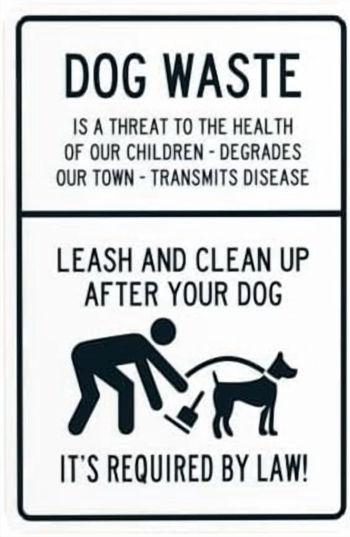 Leash and Clean Up After Your Dog Sign, Dog Waste Warning Sign, No Dog ...