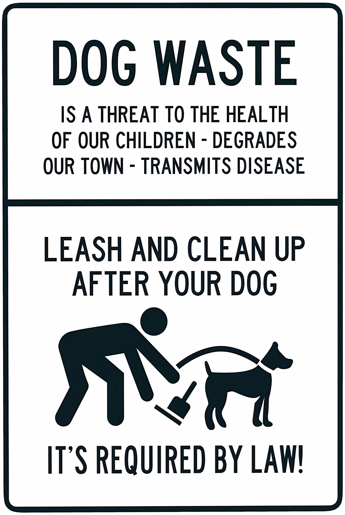 Leash and Clean Up After Your Dog Sign - 8"x12" Retro Metal Caution ...