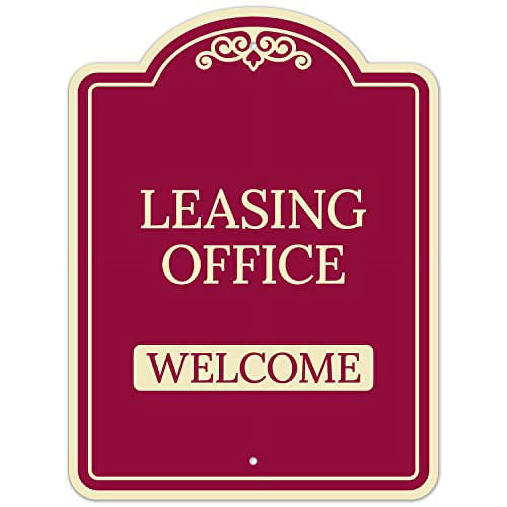 Leasing Office Welcome Décor Sign, (SI-73768) Burgundy Dark, 18X24 ...