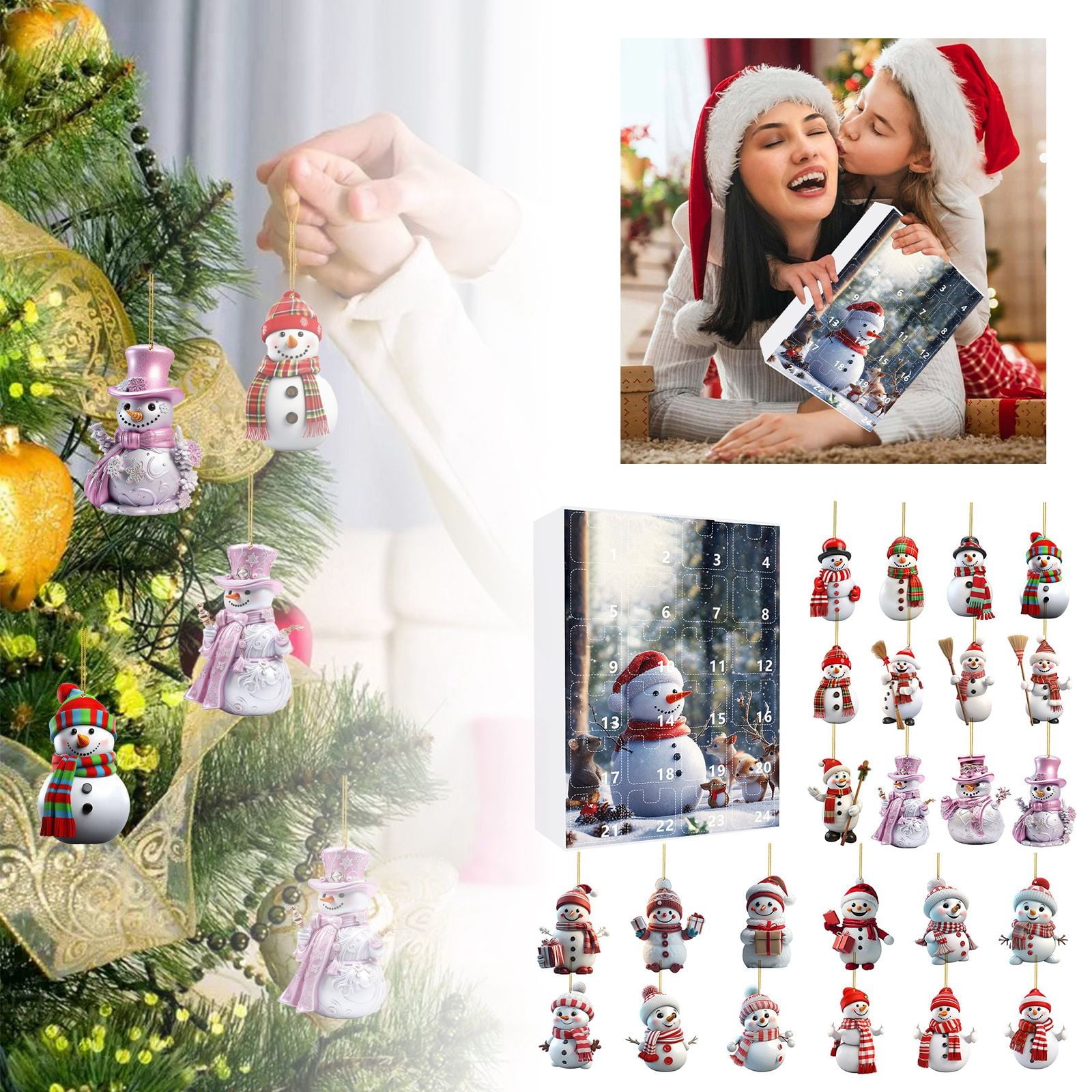 Leatfisat 2025 Snowman Advent Calendar - Festive Hanging Ornament Set ...
