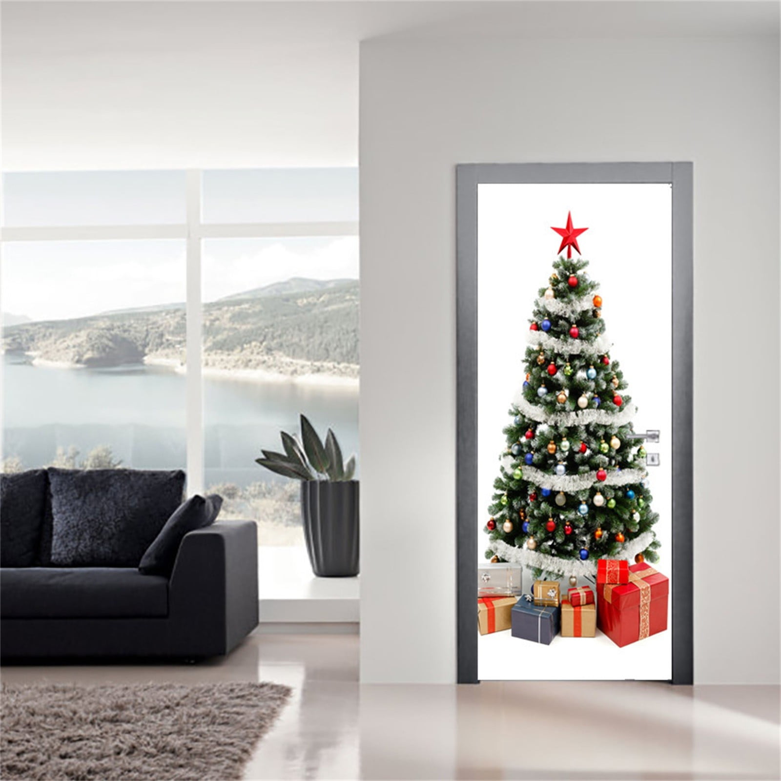 Leatfisat 3D Lifelike Christmas Tree Wall Decals Festive Holiday Scene ...