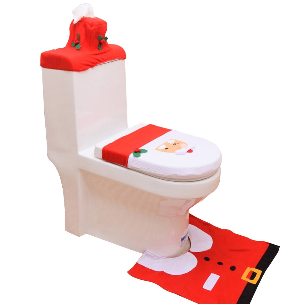 Leatfisat Home Decor 3Pc Christmas Closestool Cover Santa Claus Toilet ...