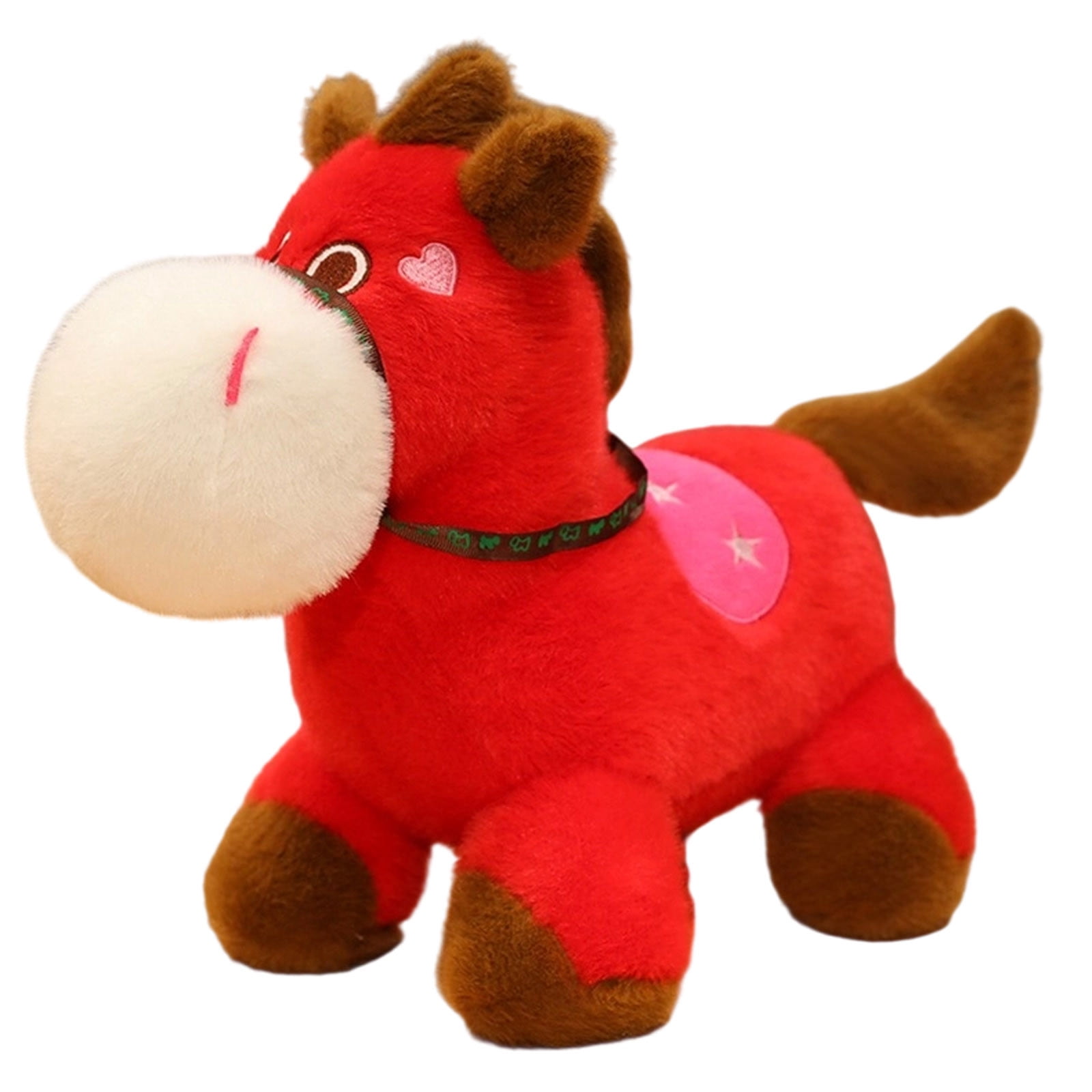 Leatfisat Red Horse Plush - Bold Color & Heart Accents,Playful Stuffed ...