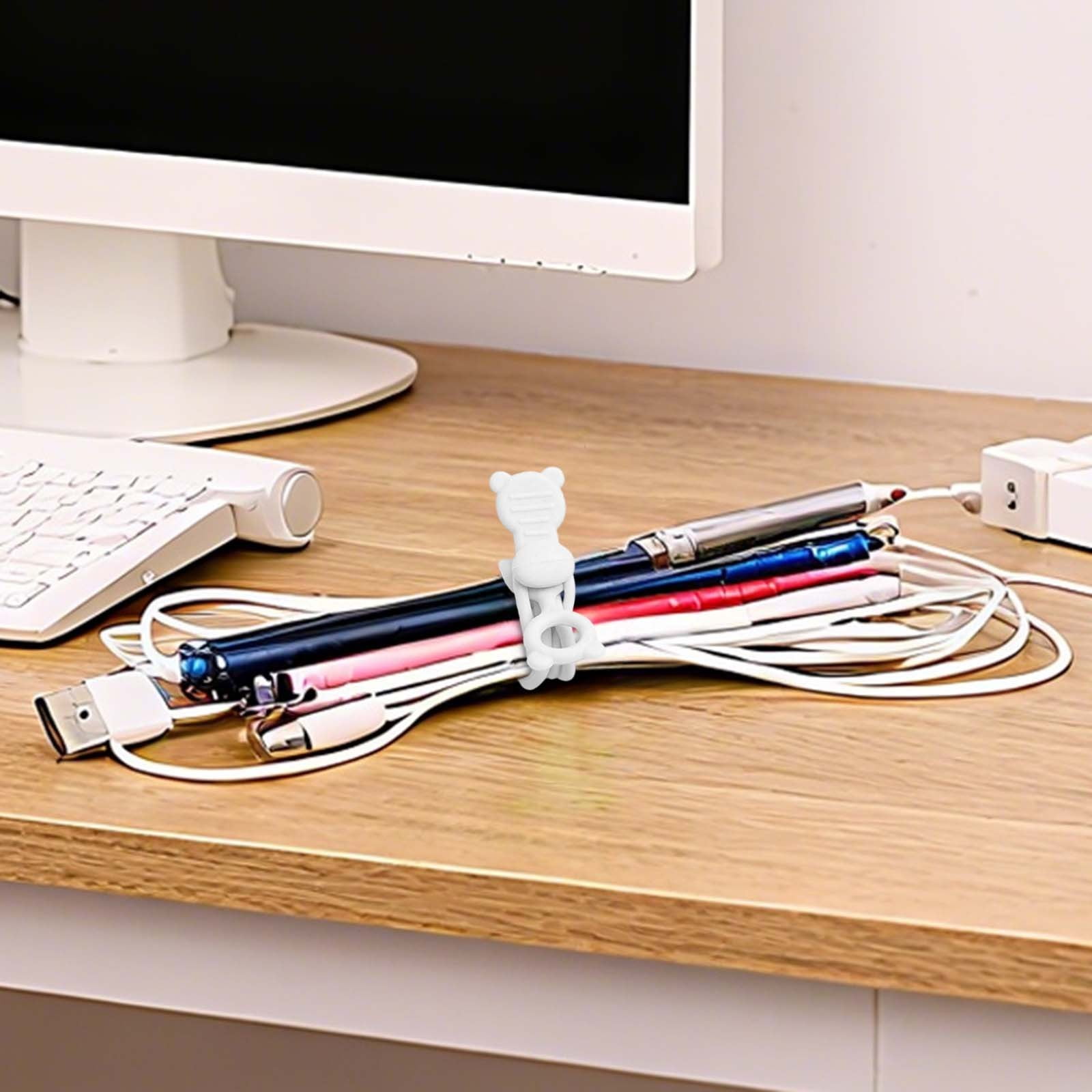 Leatfisat Silicone Wire Ties Reusable For Flexible Cord Management ...