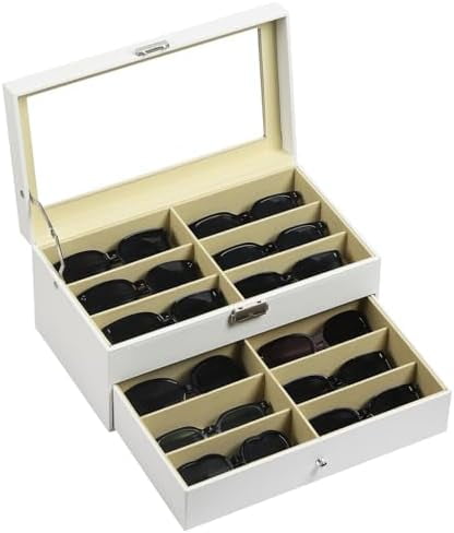 Leather 12 Piece Eyeglasses Storage and Sunglass Glasses Display Drawer ...