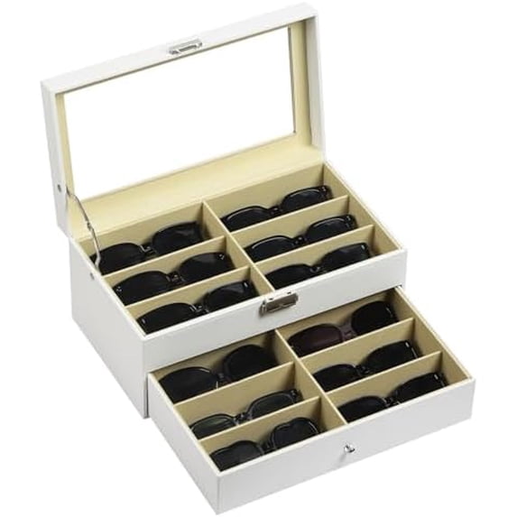 Leather 12 Piece Eyeglasses Storage and Sunglass Glasses Display Drawer ...