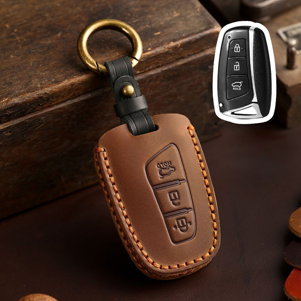 Leather 3 Buttons Remote Car Key Fob Bag Cover Case For Hyundai for ...