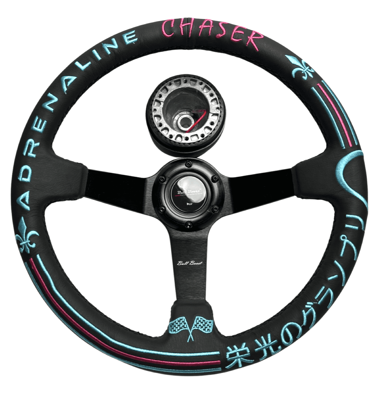 Leather 350mm Steering Wheel + Hub Adapter for Toyota Chaser KE70 AE71 ...