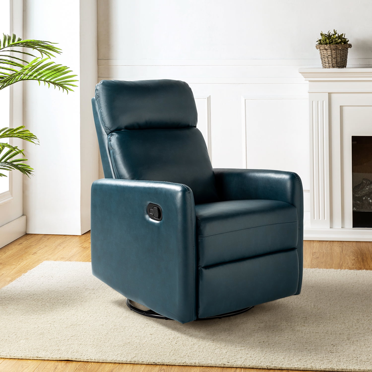 Leather 360 Swivel Recliner Glider Rocker Nursey Chair Single Sofa ...