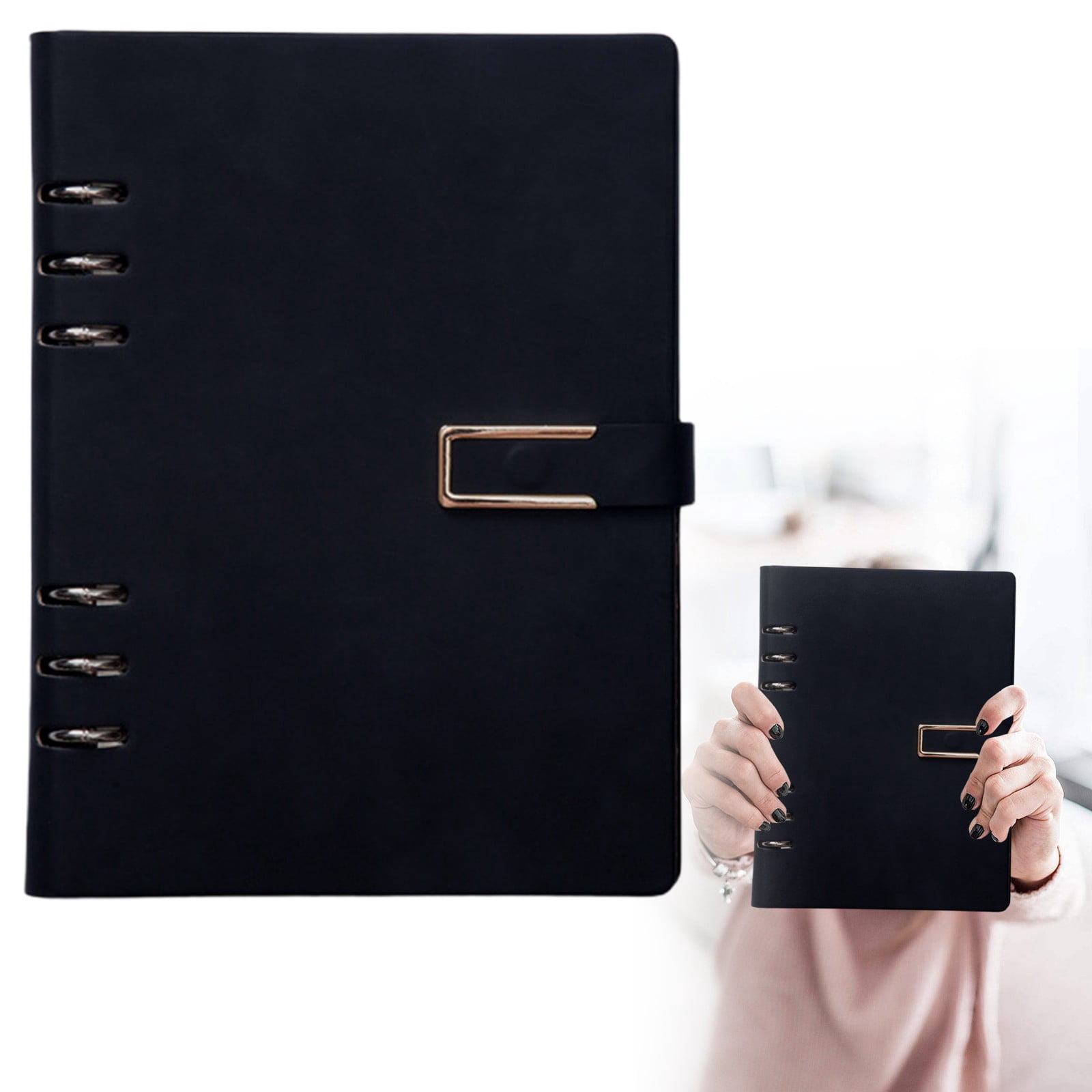 Leather A5 Notebook Binder - 6 Ring A5 Binder Pu Leather Binder ...