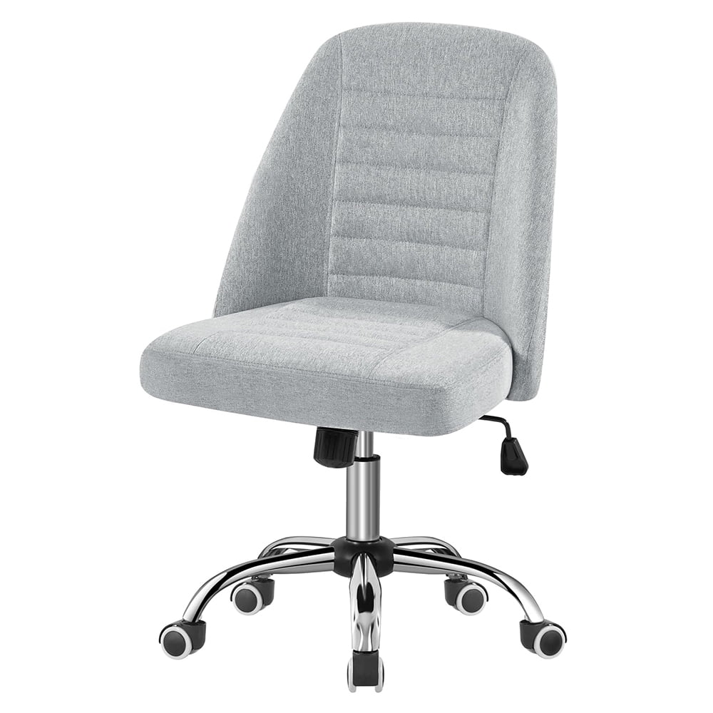 Leather Armless Office Chair, Modern Mid Back Desk Chair, Computer Task ...