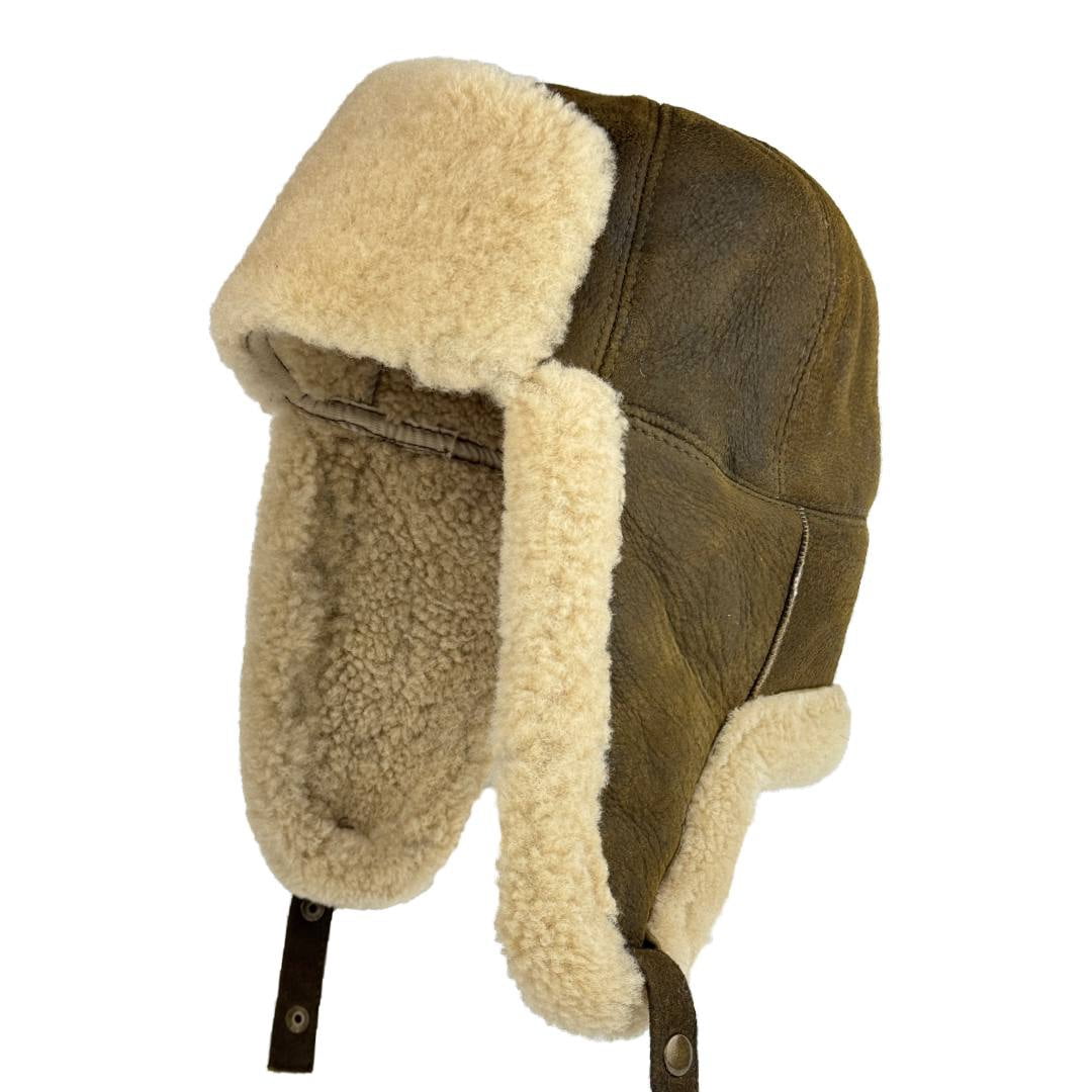Sheepskin Trapper Hat - Genuine Leather Russian Ushanka Aviator Hat ...