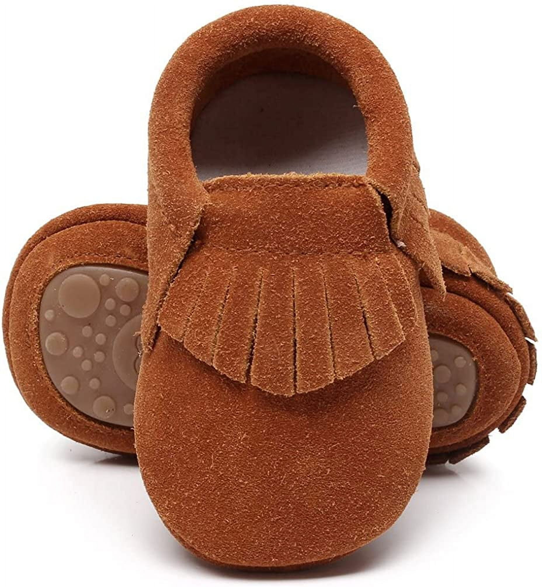 Leather Baby Moccasins Hard Soled Tassel Crib Toddler Shoes for Boys ...