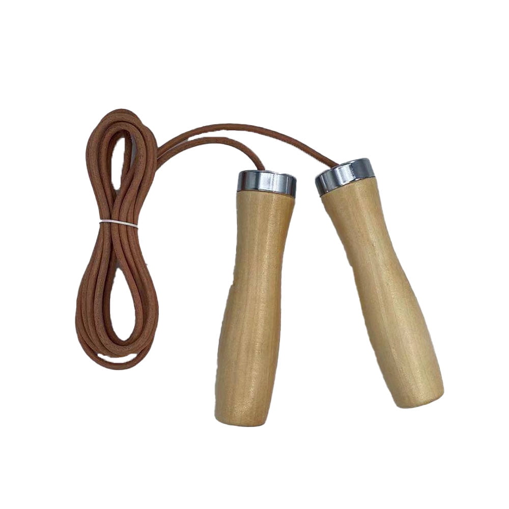 jxfwels Leather Ball Bearing Jump Rope, Durable Heavyweight, Wooden ...