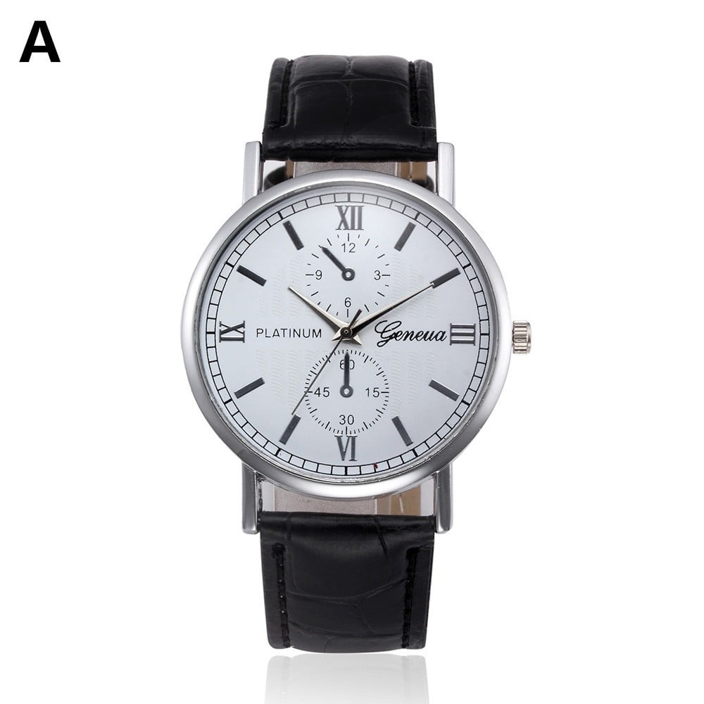 Leather Band Analog Alloy Quartz Wrist Watch Digital Watch Large ...