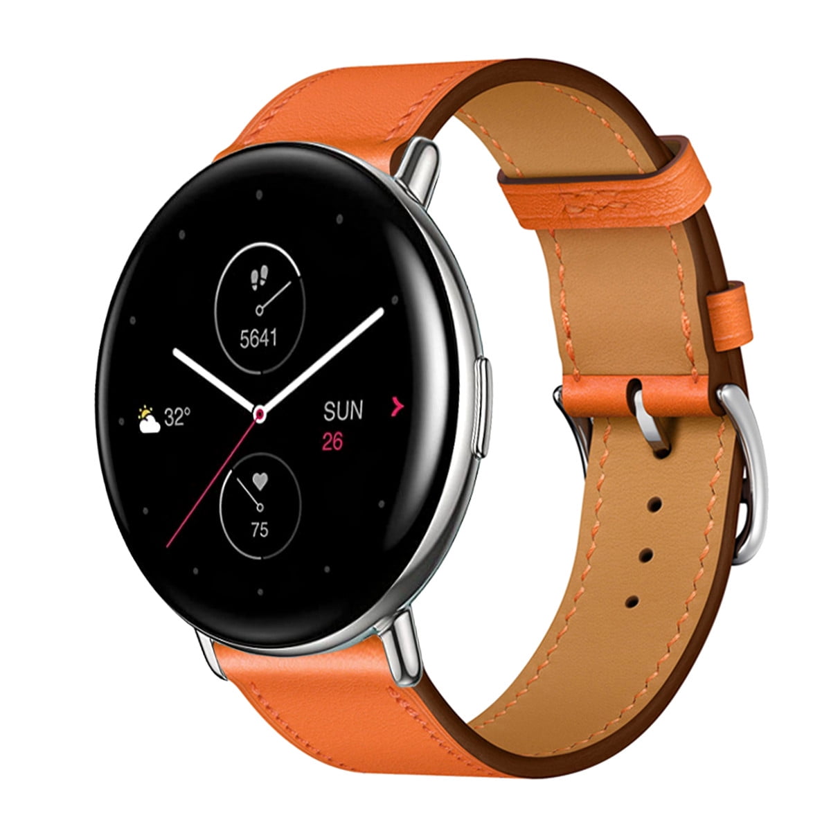 Leather Bands Compatible with Amazfit Zepp E Circle Band, Genuine Leather Replacement Band for ...