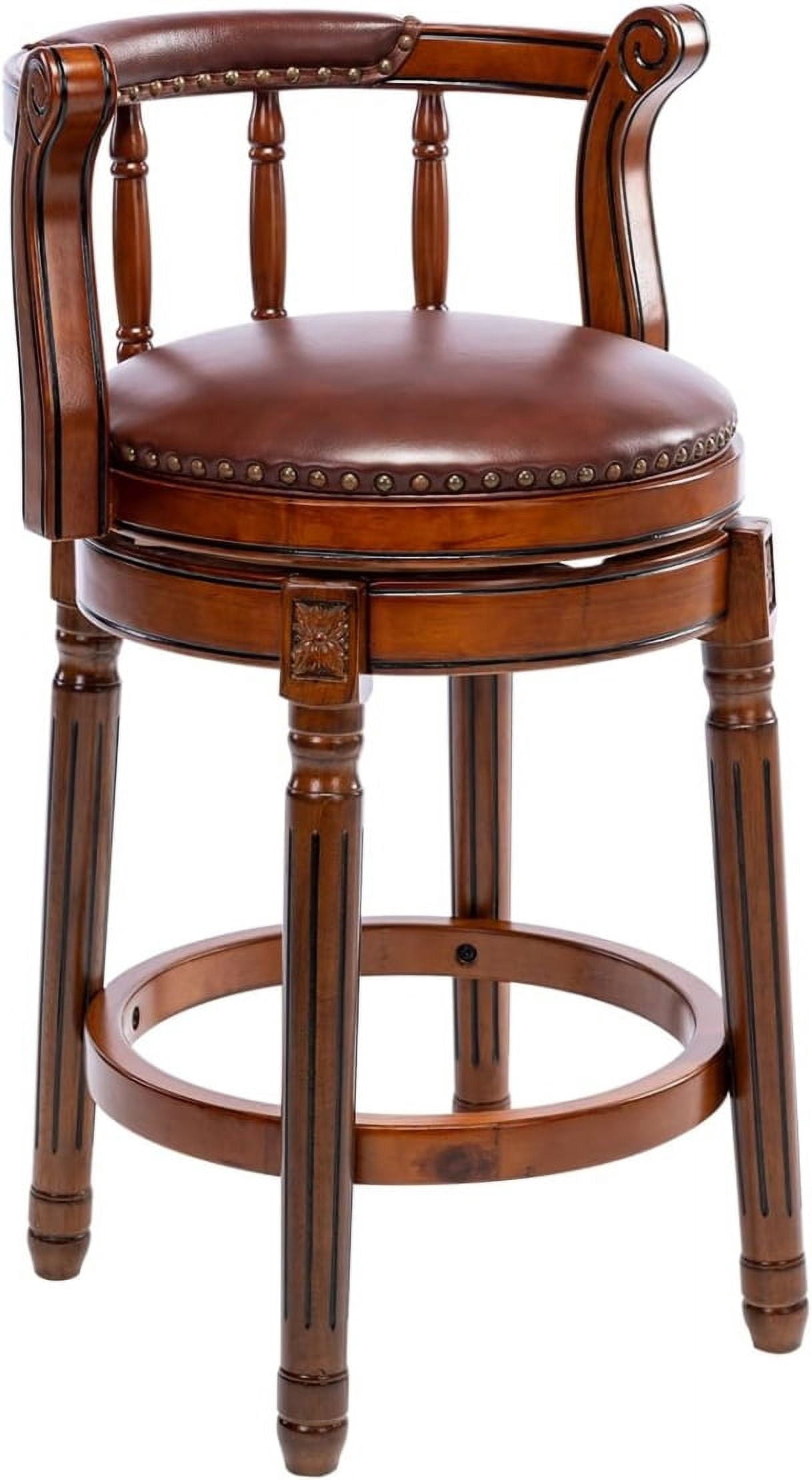 Leather Bar Stools, Swivel Counter Height Chair with Back, Wooden Stool ...