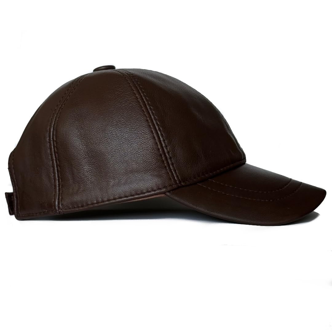 Leather Baseball Cap - Genuine Lambskin Leather Hat with Adjustable ...