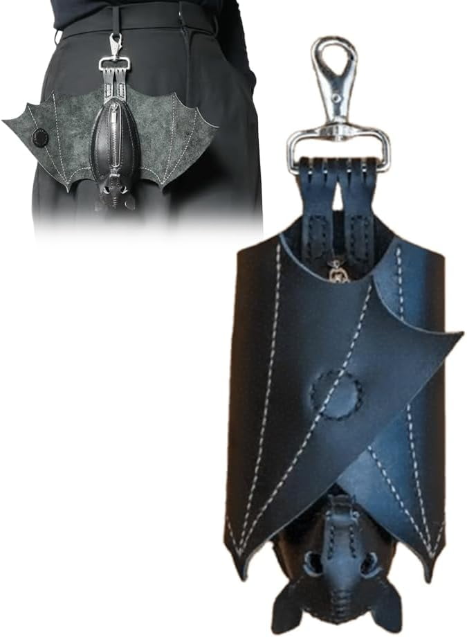 Leather Bat Coin Purse - 4 Inch Folded Size 14 Inch Wingspan Gothic ...