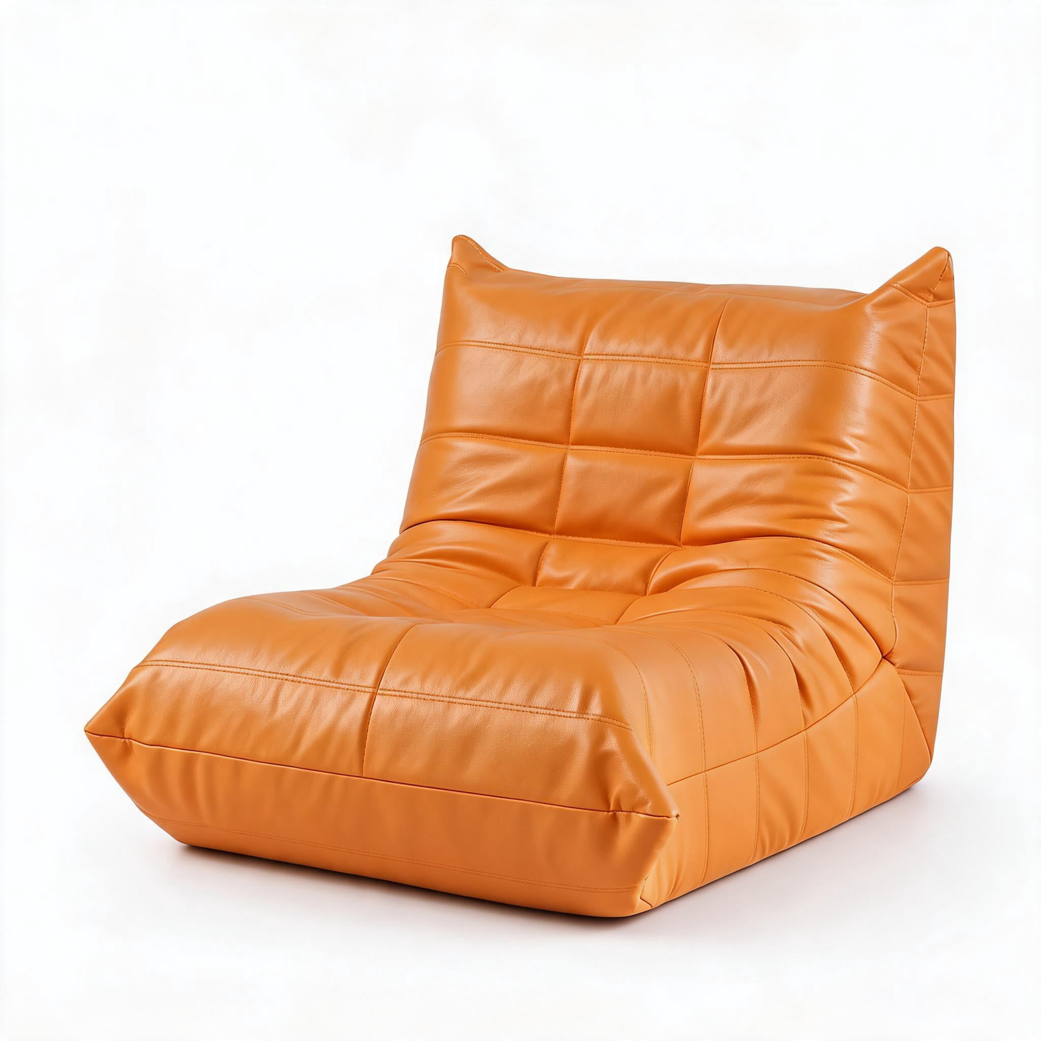 Leather Bean Bag Chair with Memory Foam for Play Room Small Orange ...